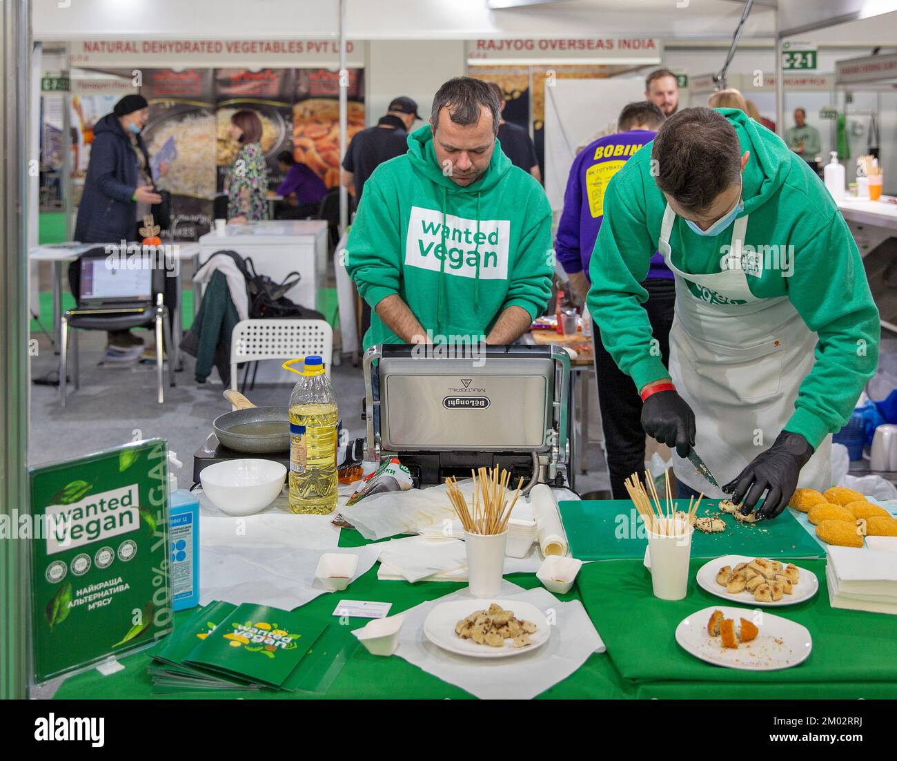 Kyiv, Ukraine - November 4, 2021: Staff works at Wanted Vegan booth ...