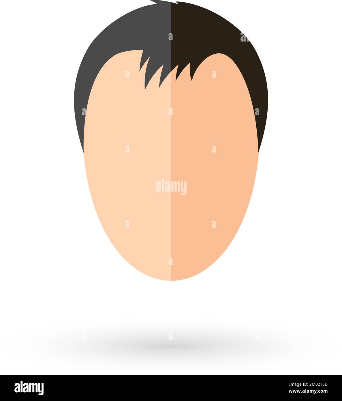Male Faceless Head Avatar Icon with Black Hairstyle. Illustration with ...