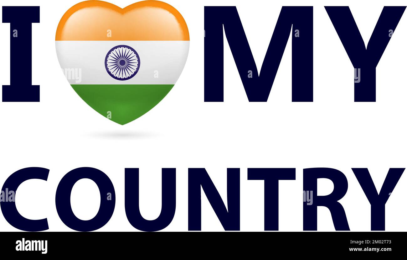 Heart with Indian flag colors. I Love My Country - India Stock Vector ...