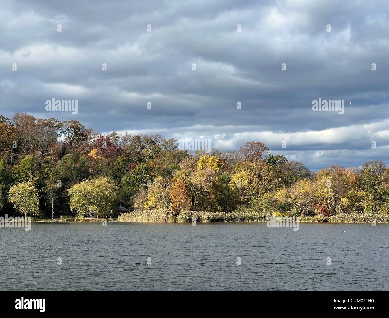 Ominous sky oveer the lake at Prospect Park, Brooklyn, New York Stock ...