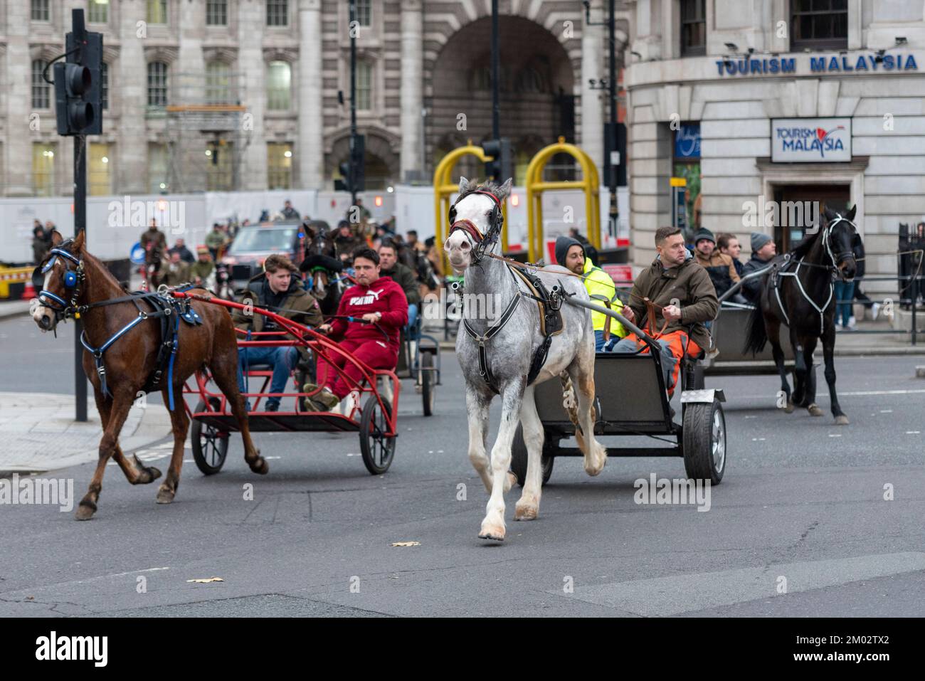 Westminster, London, UK. 3rd Dec, 2022. A number of pony and traps have ...