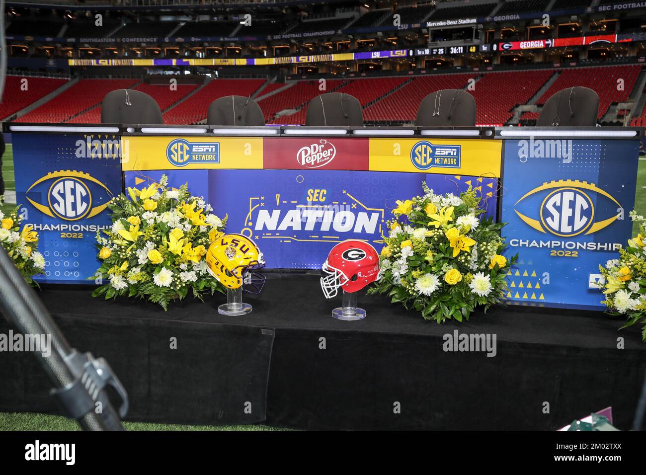 Atlanta, GA, USA. 03rd Dec, 2022. THE SEC Nation set is ready to go ...