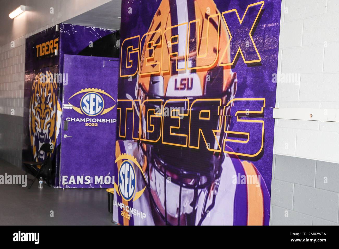 Atlanta, GA, USA. 03rd Dec, 2022. The signage by the locker rooms is ...