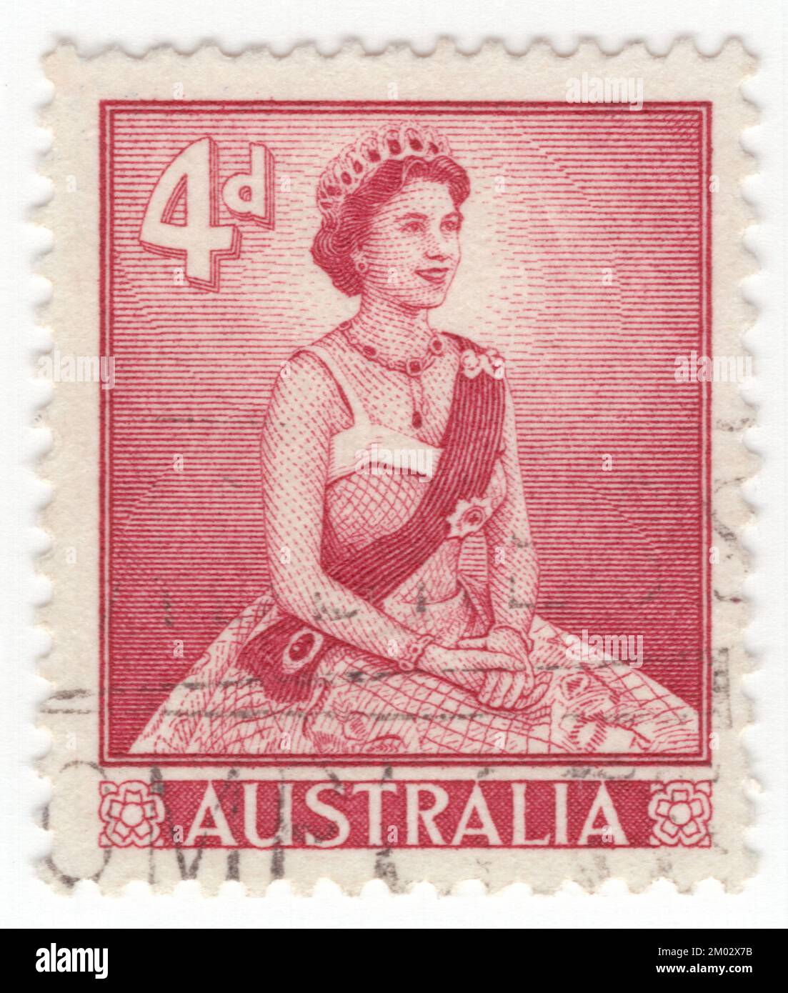 AUSTRALIA — 1959 May 20: An 3 pence bluish green postage stamp ...
