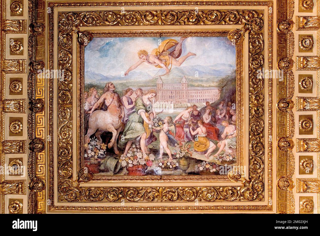 Italy Piedmont Turin castle of the Valentino room of the spring fresco ...