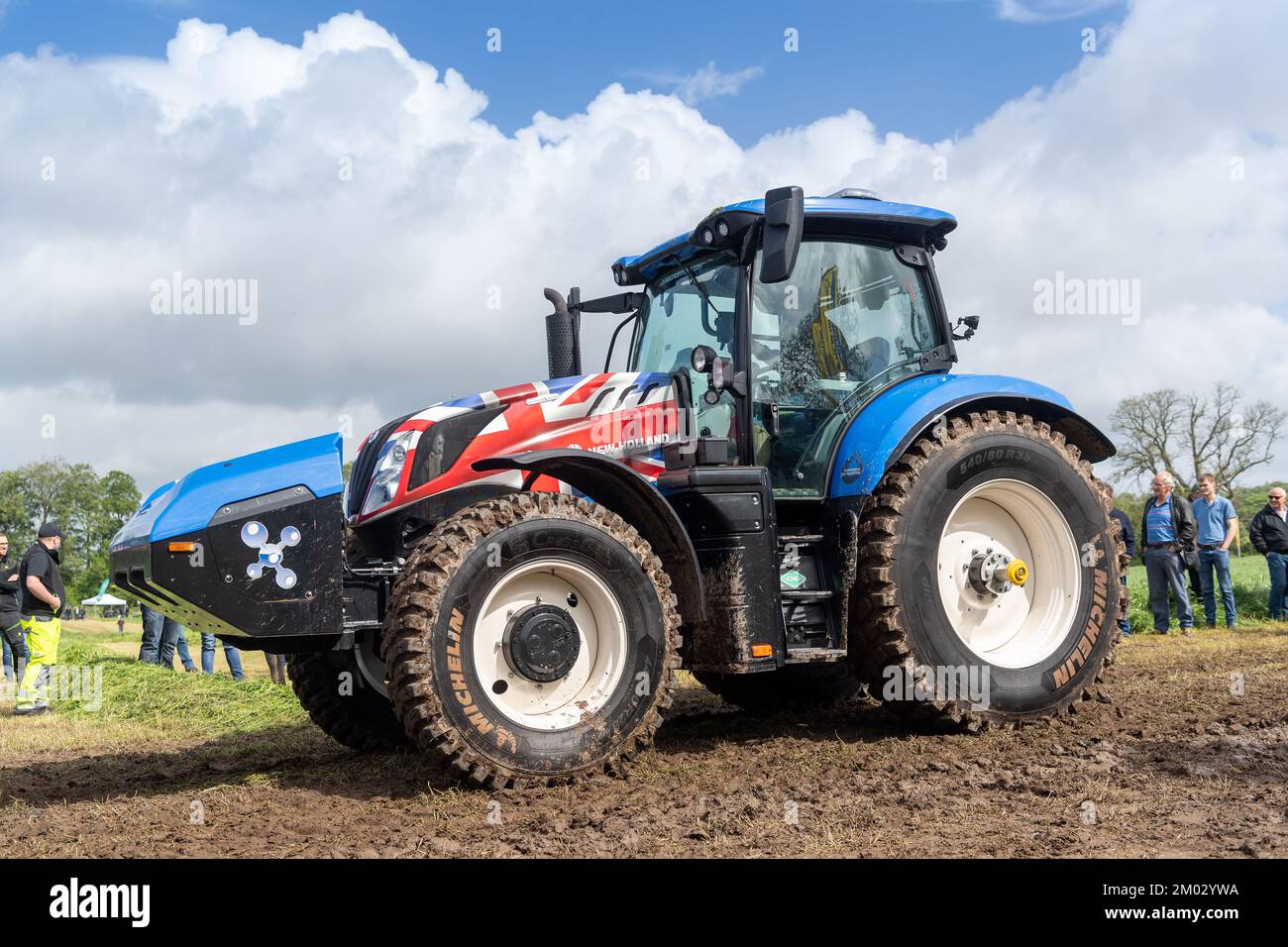 Hydrogen powered New Holland tractor at a farming display, Dumfries, UK ...