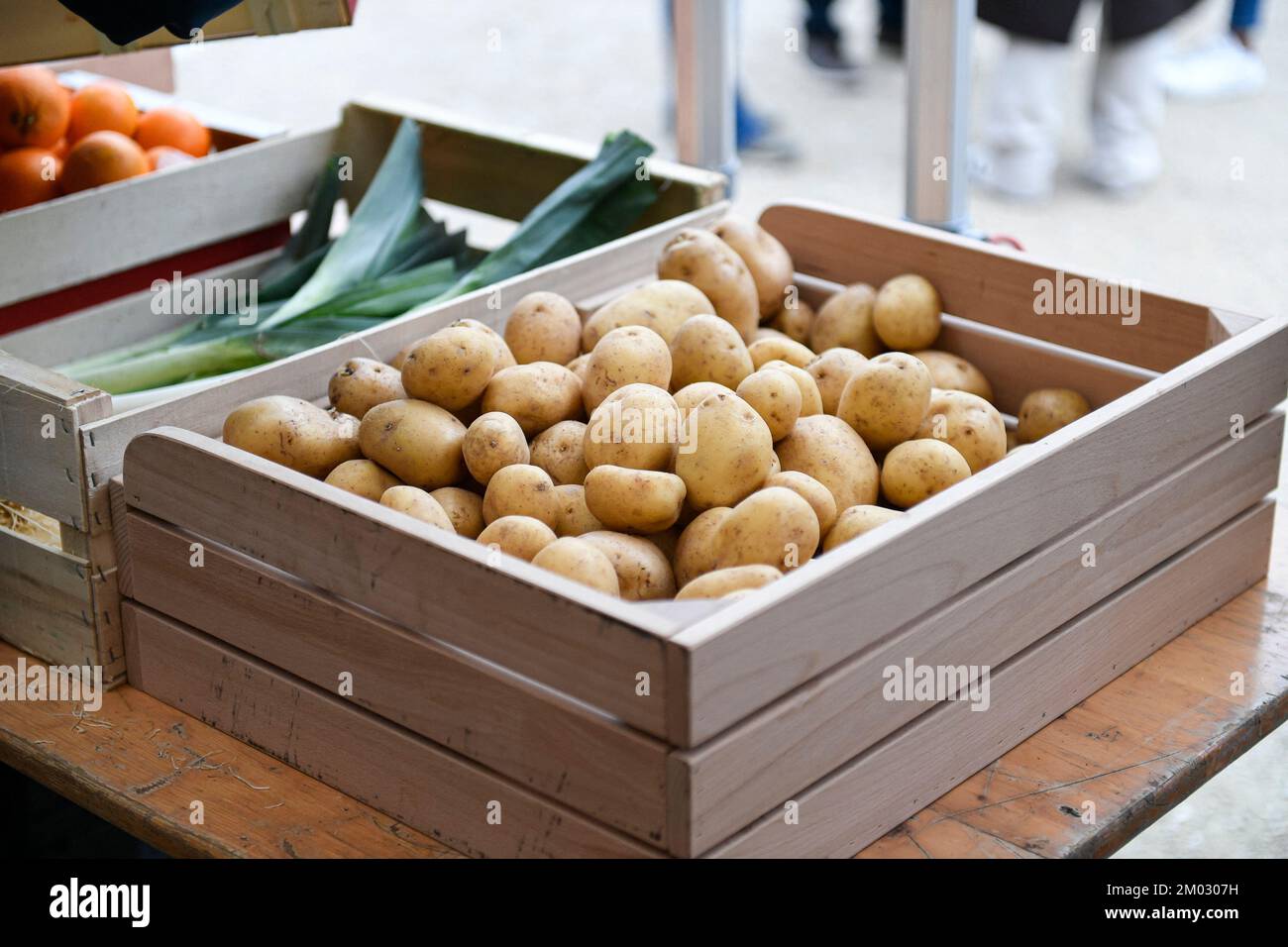 Food distribution (potatoes close-up illustration) for students in ...