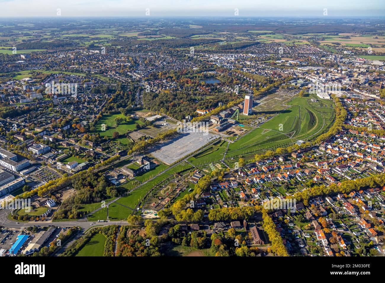Aerial view, colliery park recreation area, former RAG colliery West ...