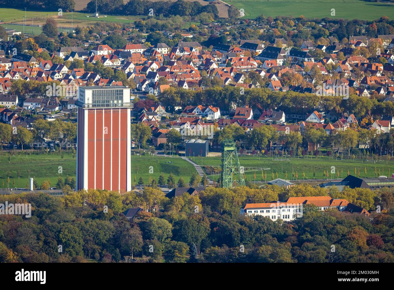 Aerial view, colliery park recreation area, former RAG colliery West ...