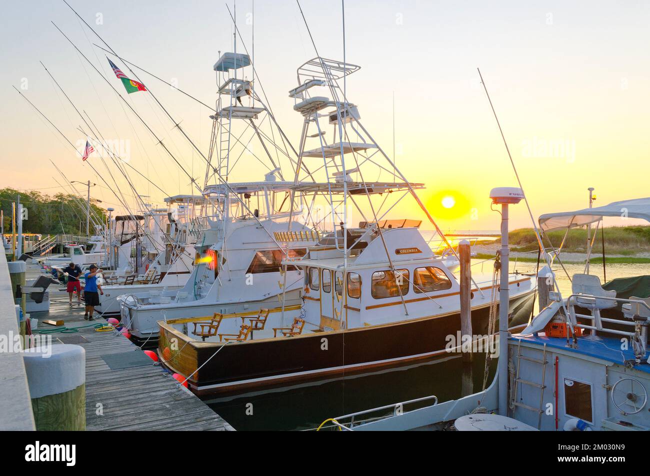 Sunset. Charter Fishing Boats. Rock Harbor. Orleans, Massachusetts ...