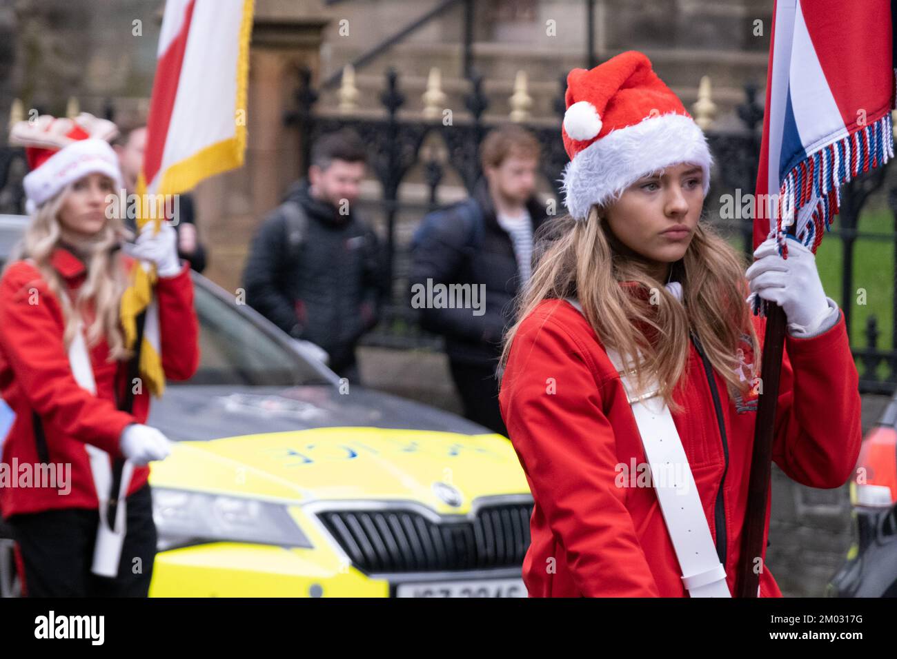 Londonderry, United Kingdom. 3 Dec, 2022. Colour party leading Loyalist ...