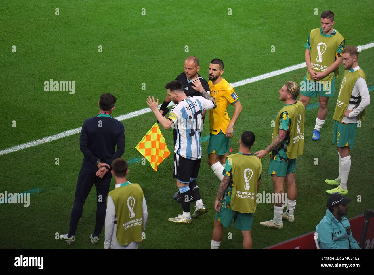 Argentina's Lionel Messi (3rd from left) gestures during the FIFA World ...