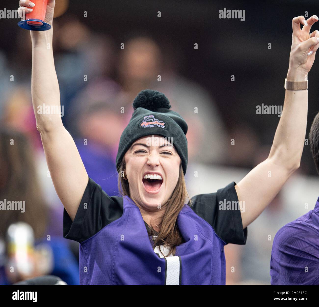 Arlington, Texas, USA. 3rd Dec, 2022. TCU Horned Frog fan having fun ...
