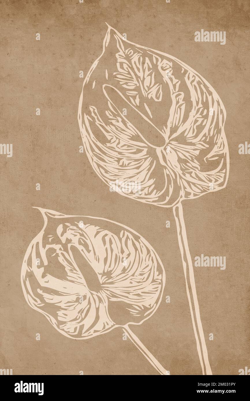Printable trendy botanical card. Use for cover, wallpaper, wall art ...