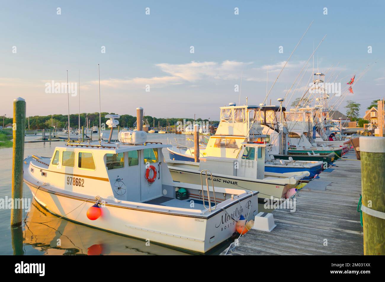 Sunset. Charter Fishing Boats. Rock Harbor. Orleans, Massachusetts ...