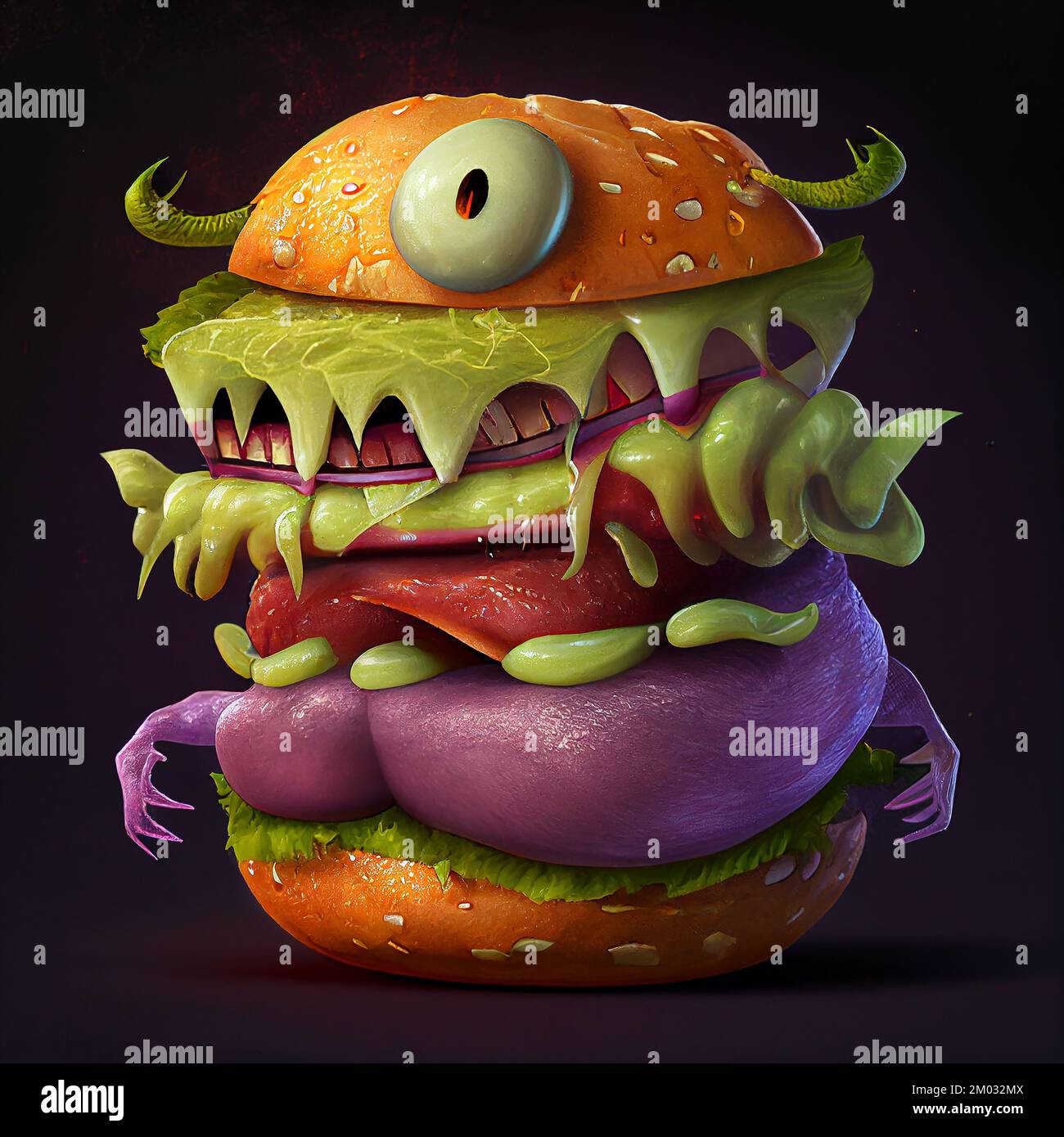 Illustration of a Burger monster Stock Photo - Alamy