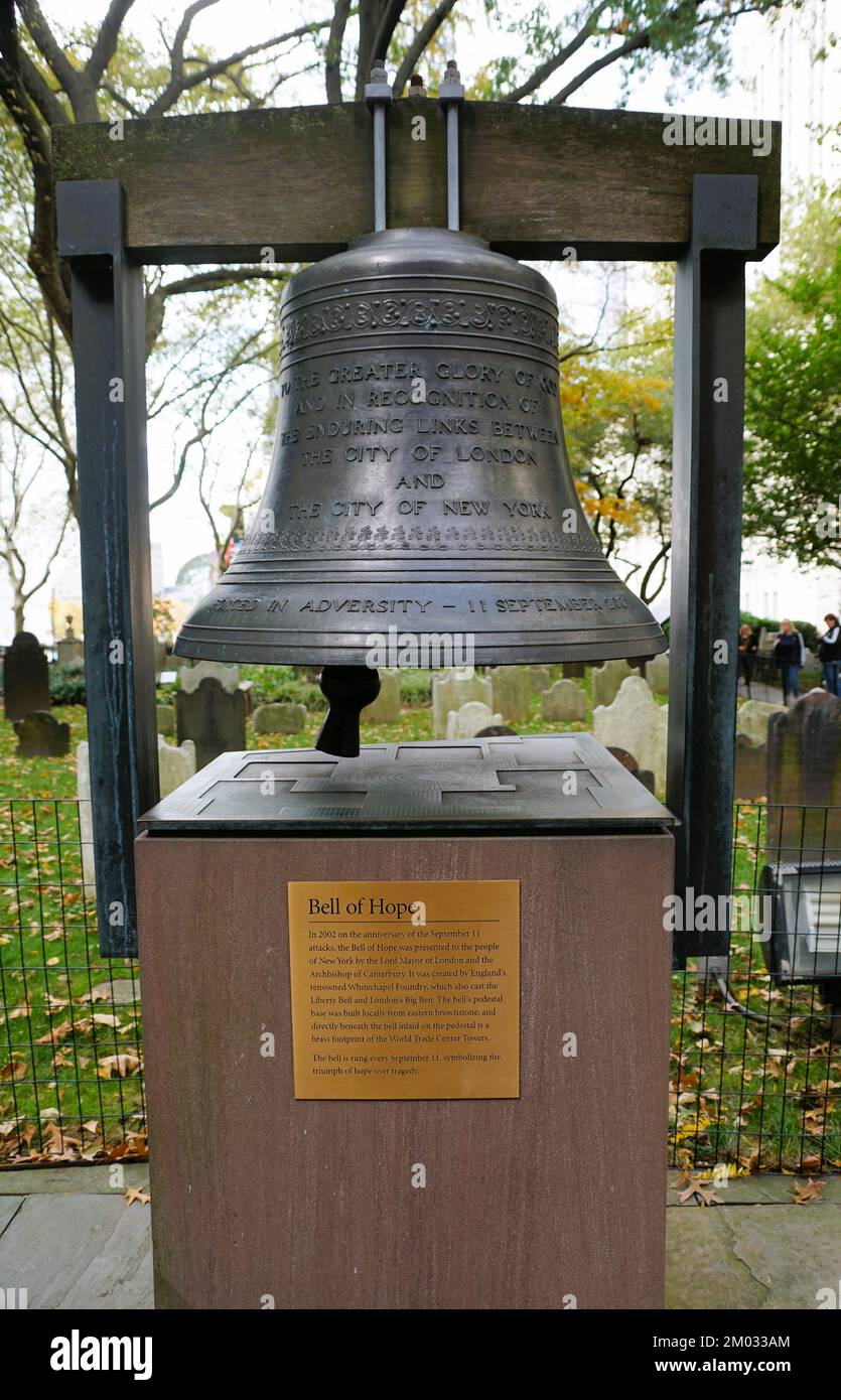 New York City, U.S.A - October 31, 2022 - The Bell of Hope, the ...