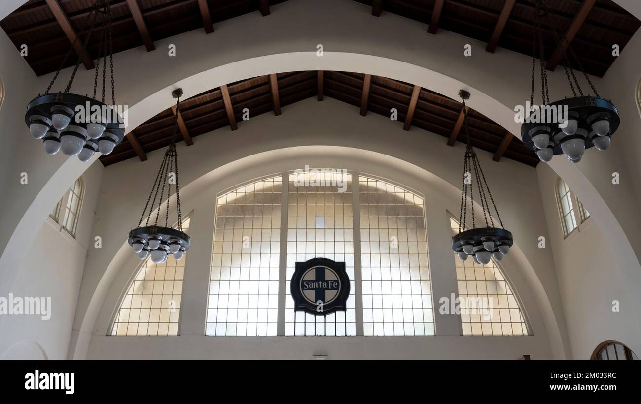 Interior detail of the historic Santa Fe Depot railway station ...