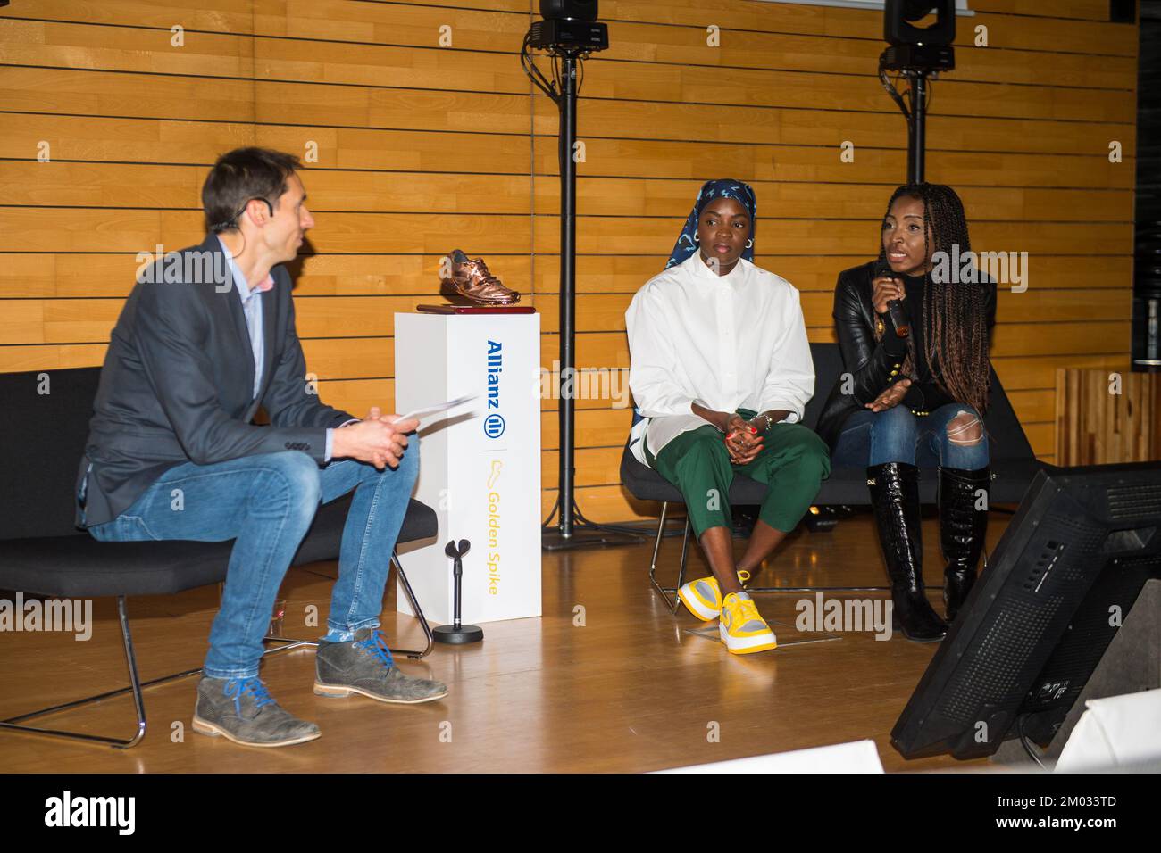 Fred Xhonneux, Cynthia Bolingo and coach Carole Bam pictured at the ...