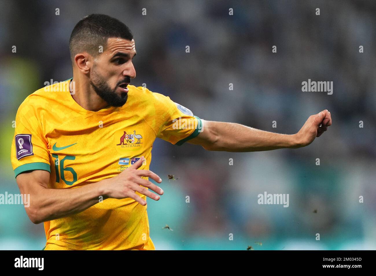Al Rayyan, Qatar. 03rd Dec, 2022. Aziz Behich of Australia during the ...