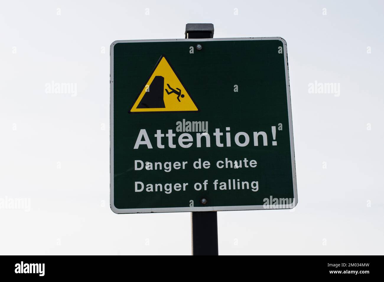 Danger of falling sign at the Citadelle of Quebec in Quebec City ...