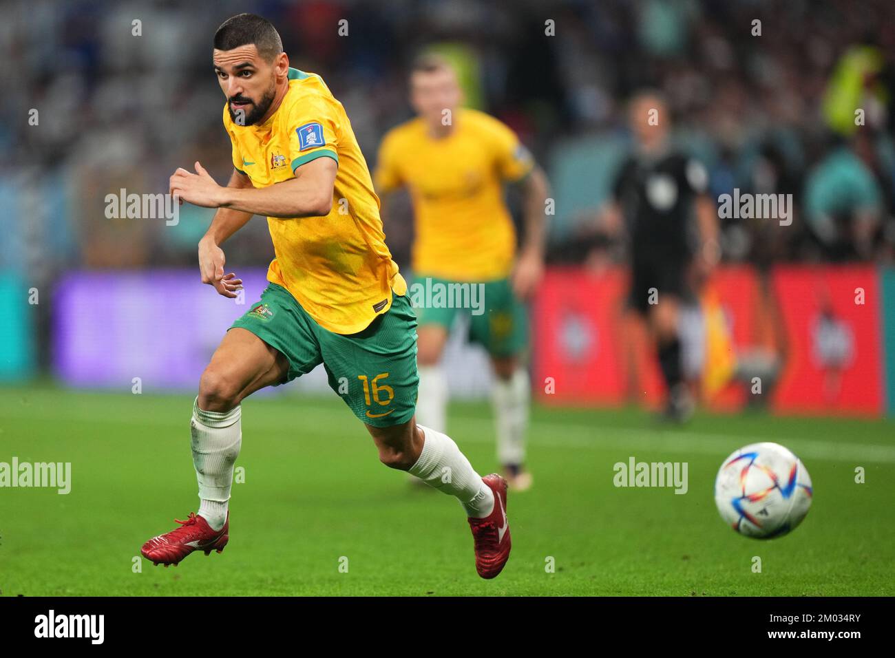 Al Rayyan, Qatar. 03rd Dec, 2022. Aziz Behich of Australia during the ...