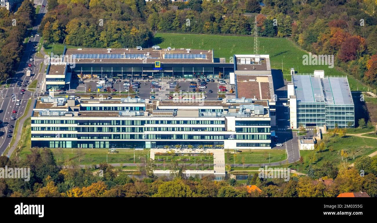 Aerial view, Edeka Rhein-Ruhr central new building, Edekaplatz ...