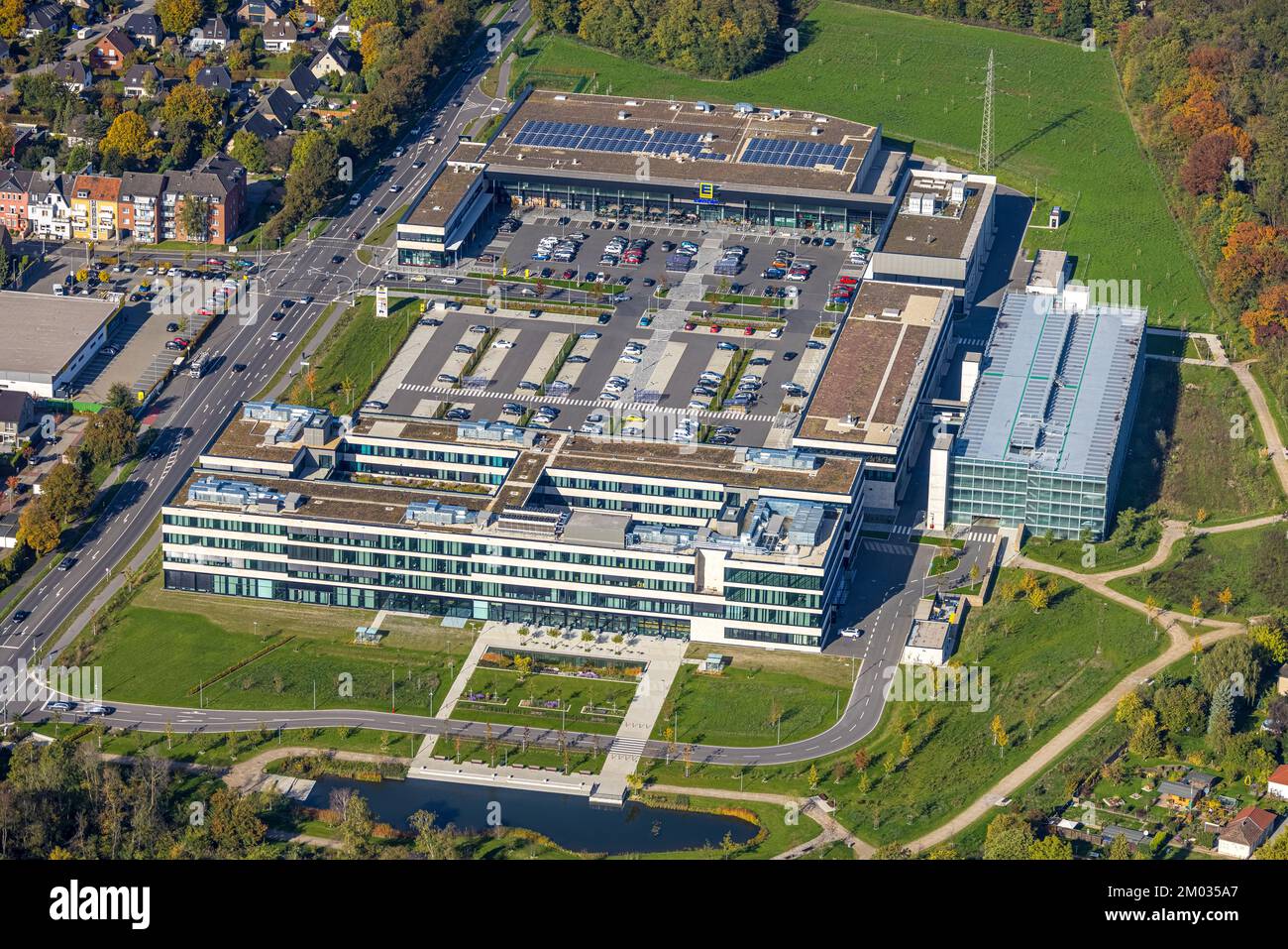 Aerial view, Edeka Rhein-Ruhr central new building, Edekaplatz ...