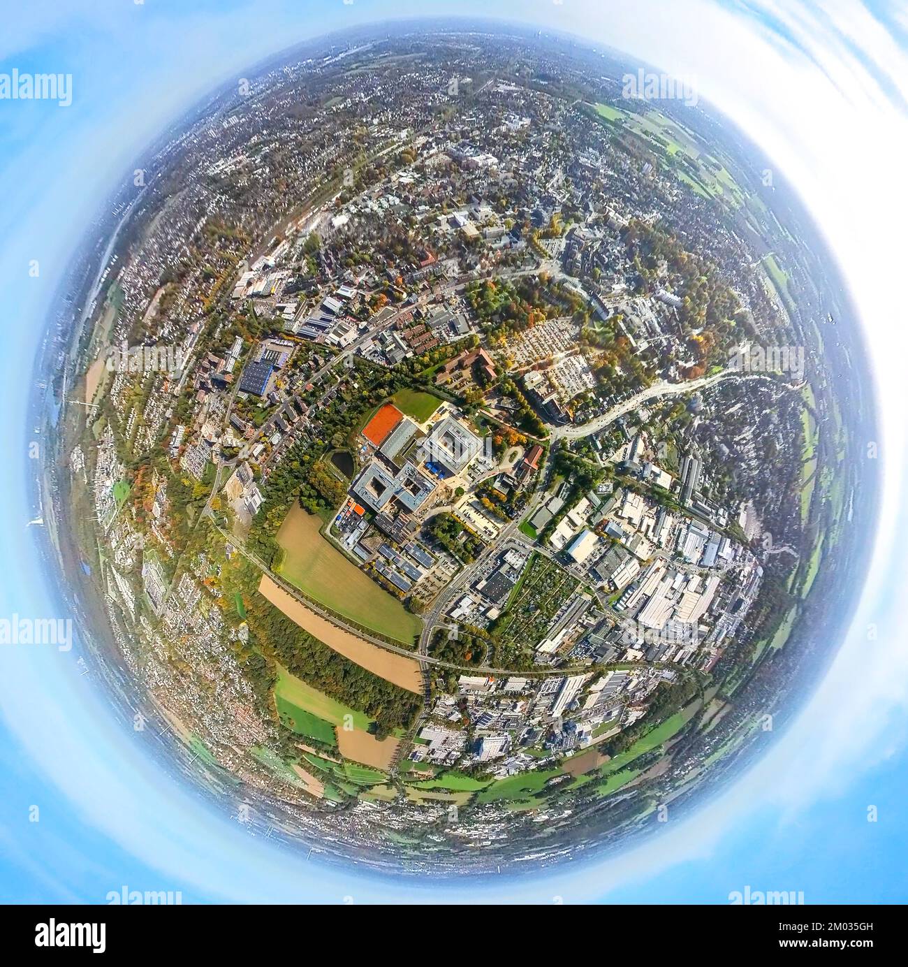 Aerial view, construction site vocational training campus Moers ...
