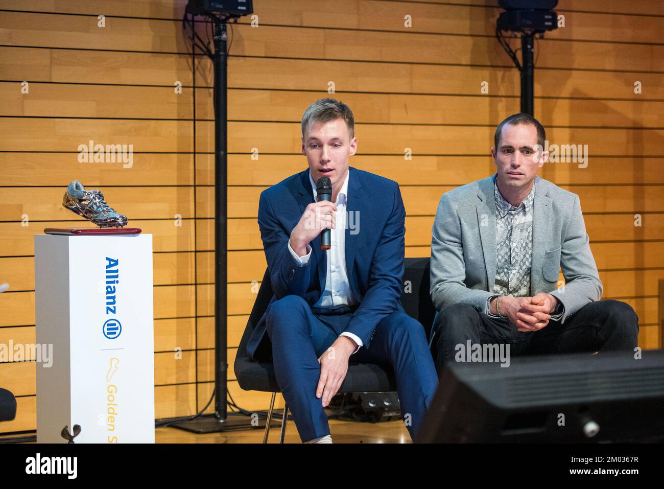 Belgian Julien Watrin and coach Francois Gourmet pictured at the ...