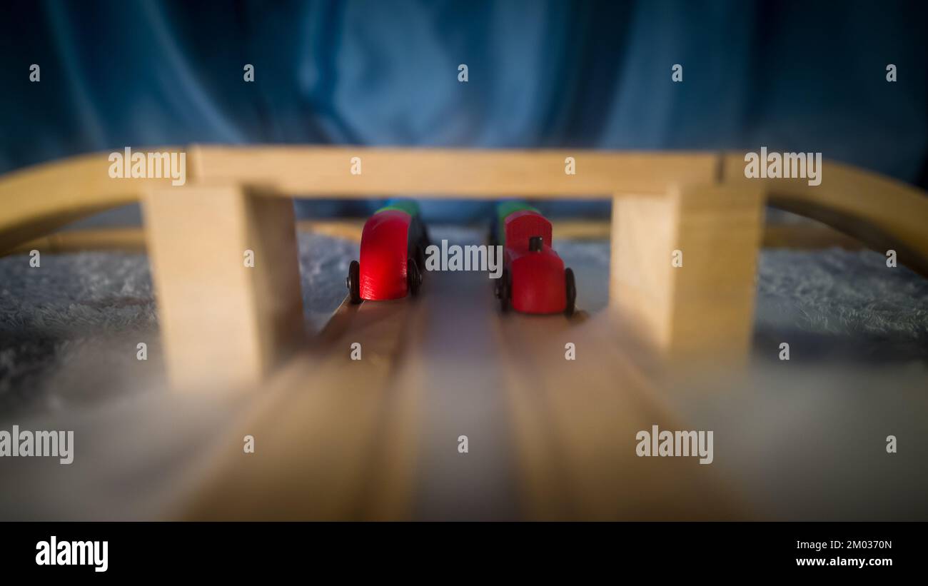 Toy trains wooden rails hi-res stock photography and images - Alamy