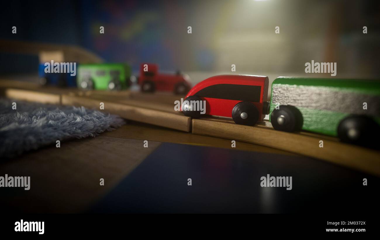 Toy trains wooden rails hi-res stock photography and images - Alamy