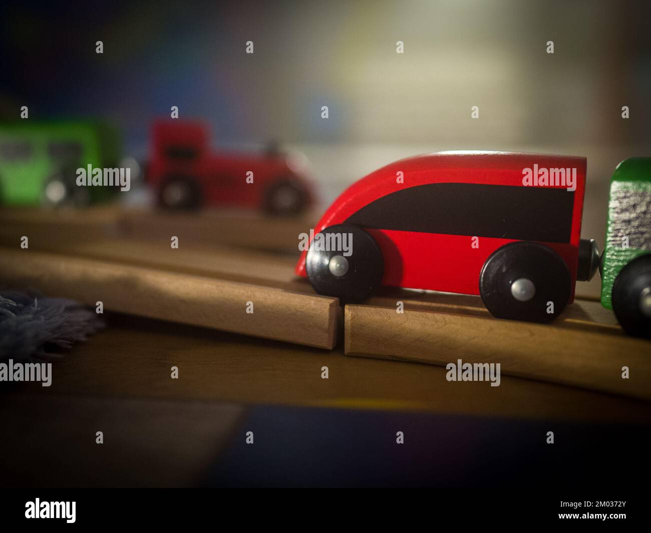 Toy trains wooden rails hi-res stock photography and images - Alamy