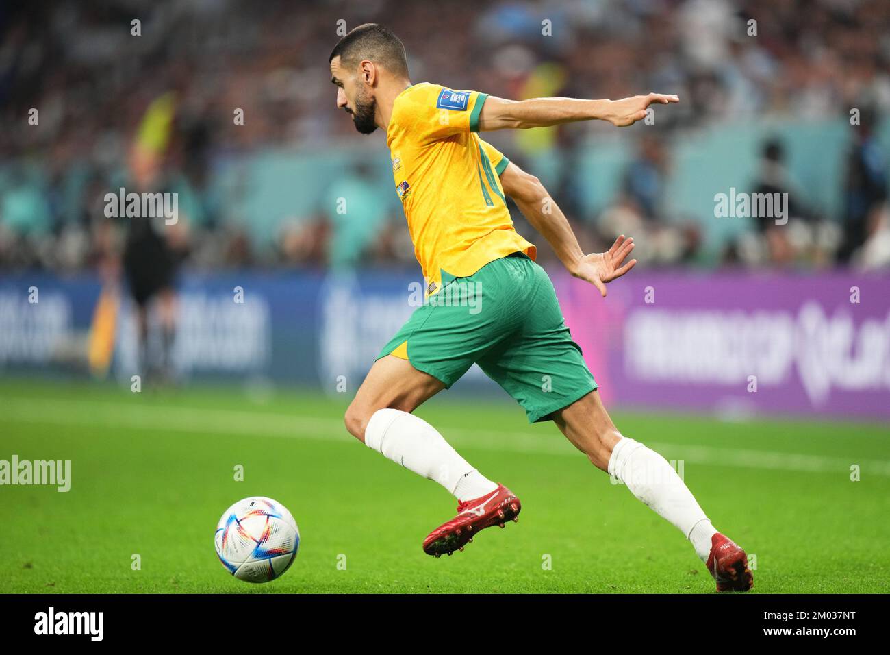 Al Rayyan, Qatar. 03rd Dec, 2022. Aziz Behich of Australia during the ...