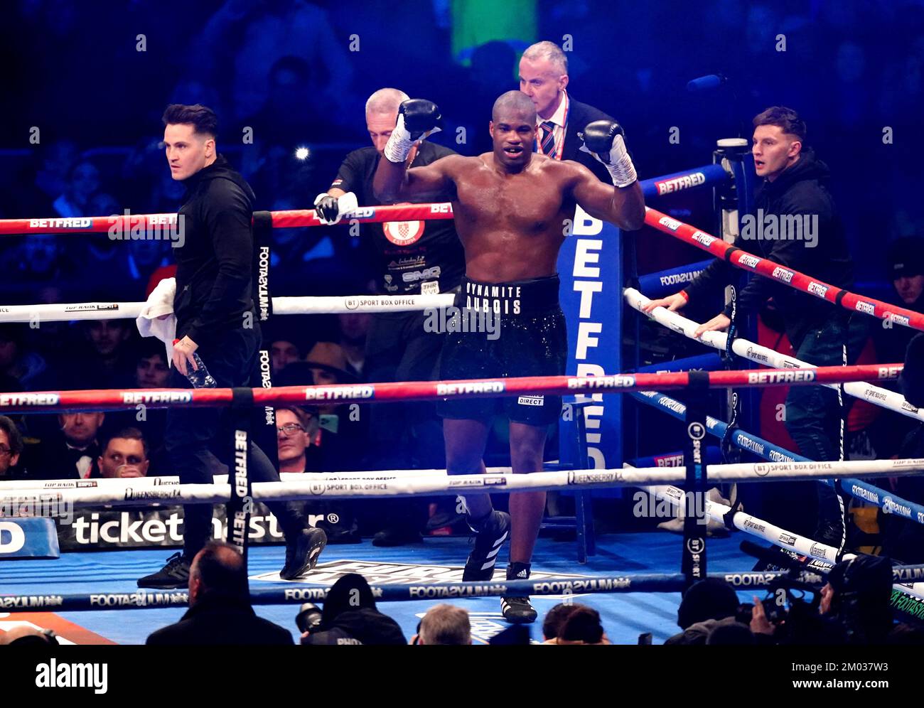 Daniel Dubois celebrates after winning his WBA World Heavyweight title ...