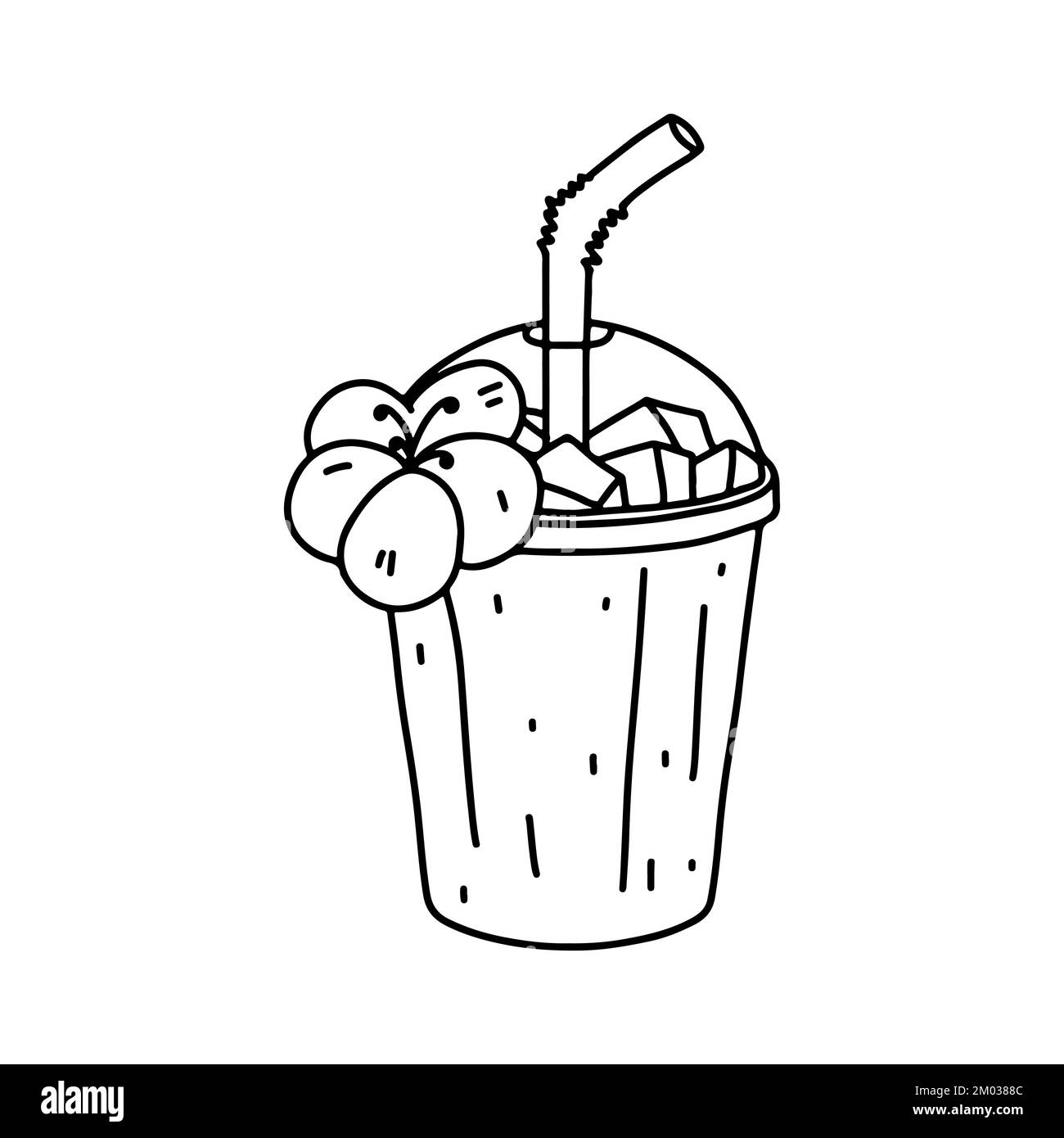 Iced thai tea in hand drawn doodle style. Popular drink in Thailand ...