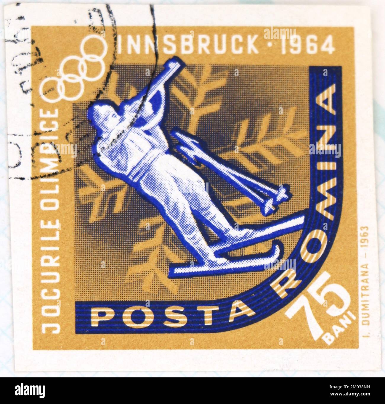 Photo of a postage stamp from Romania Biathlon Winter Olympic Games ...