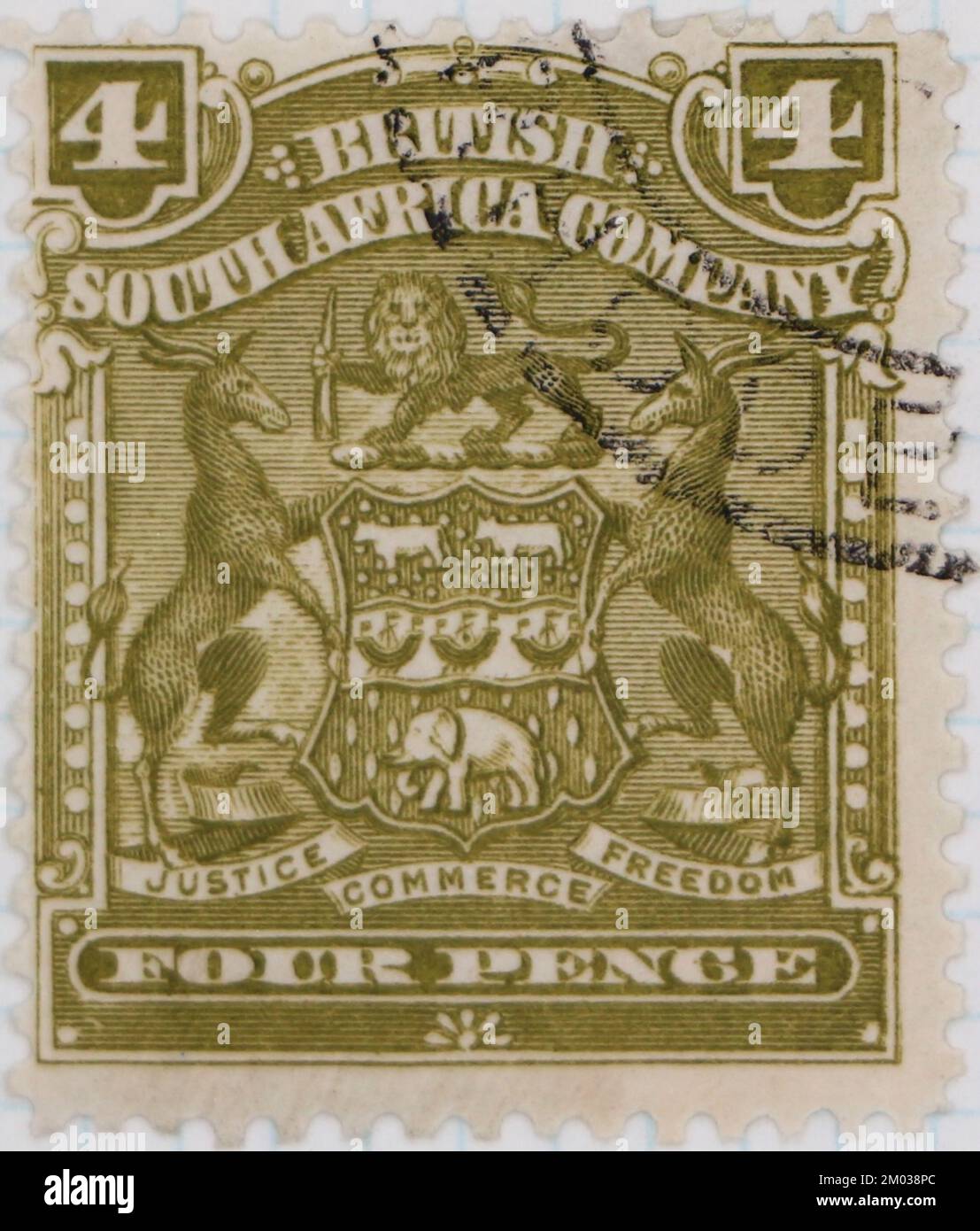 Photo of a British South Africa Company postage stamp Coat of Arms 1898 ...