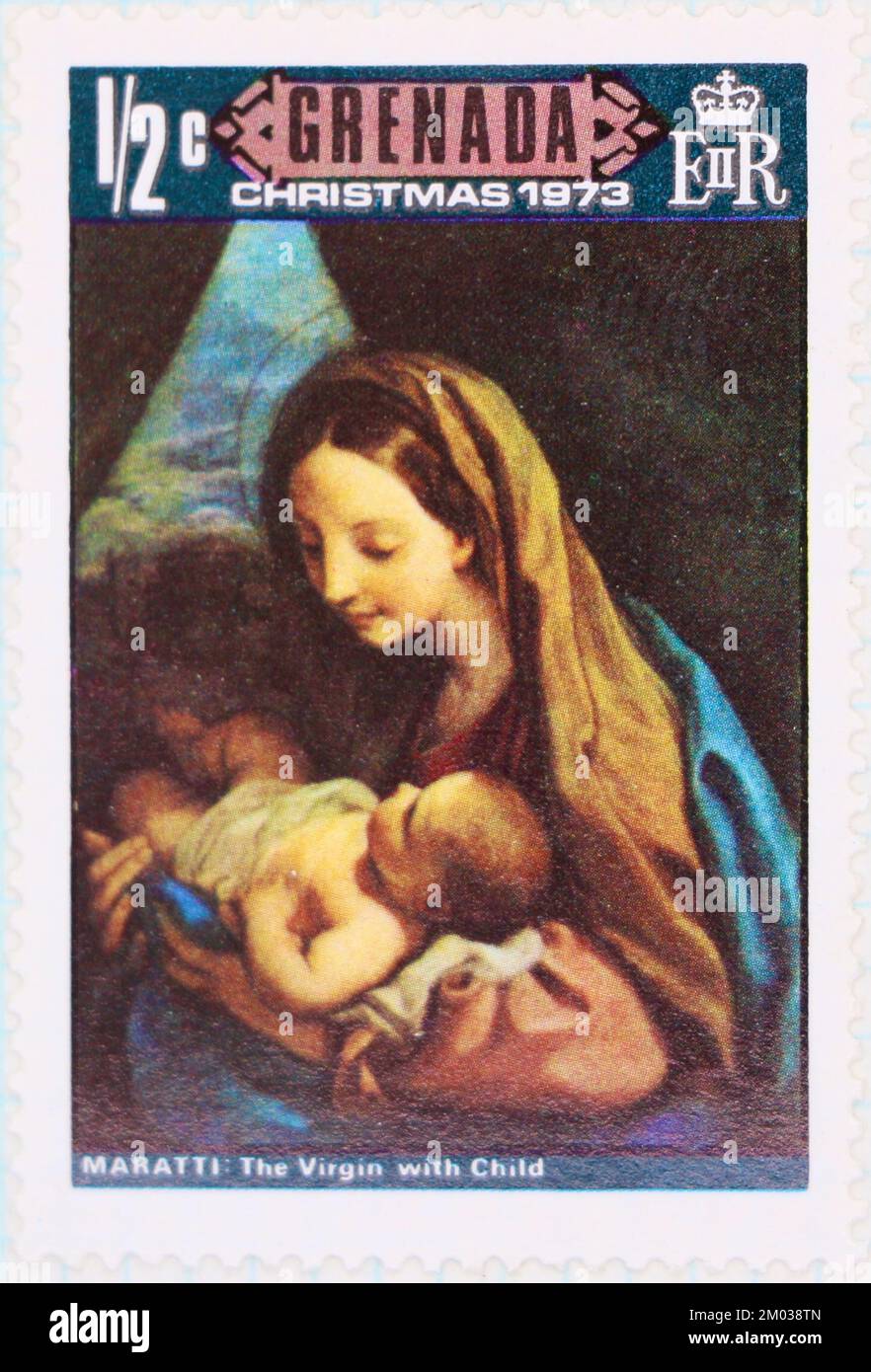 Photo of a postage stamp from Grenada Madonna and child by Carlo ...