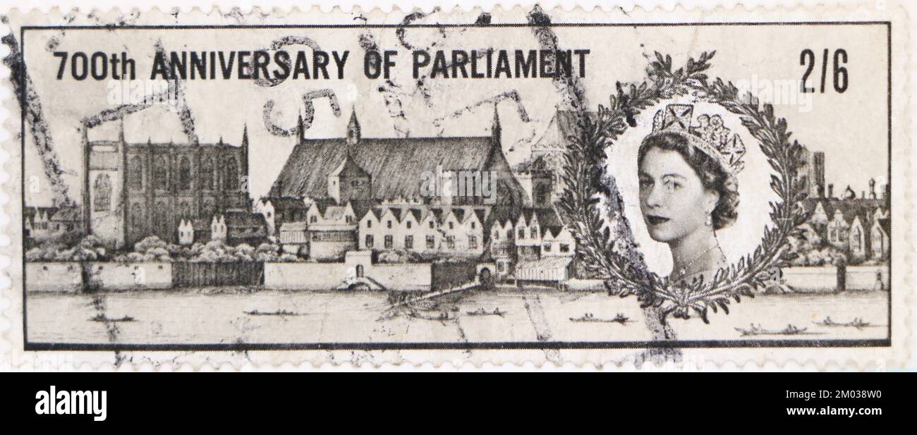 Photo of a British postage stamp for the 700th anniversary Parliament ...