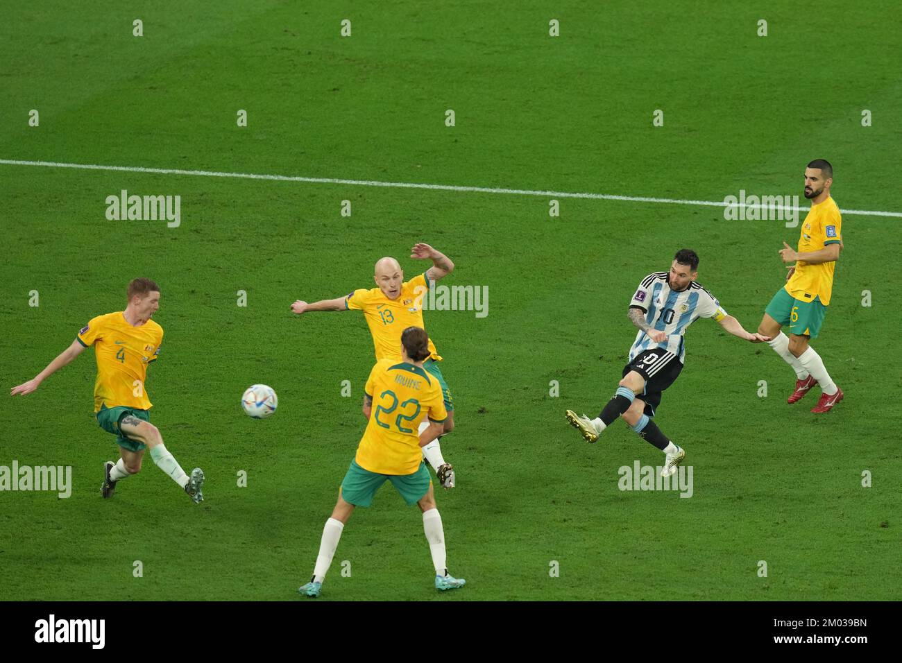 Argentina's Lionel Messi (2nd from right) with an attempt at goal ...