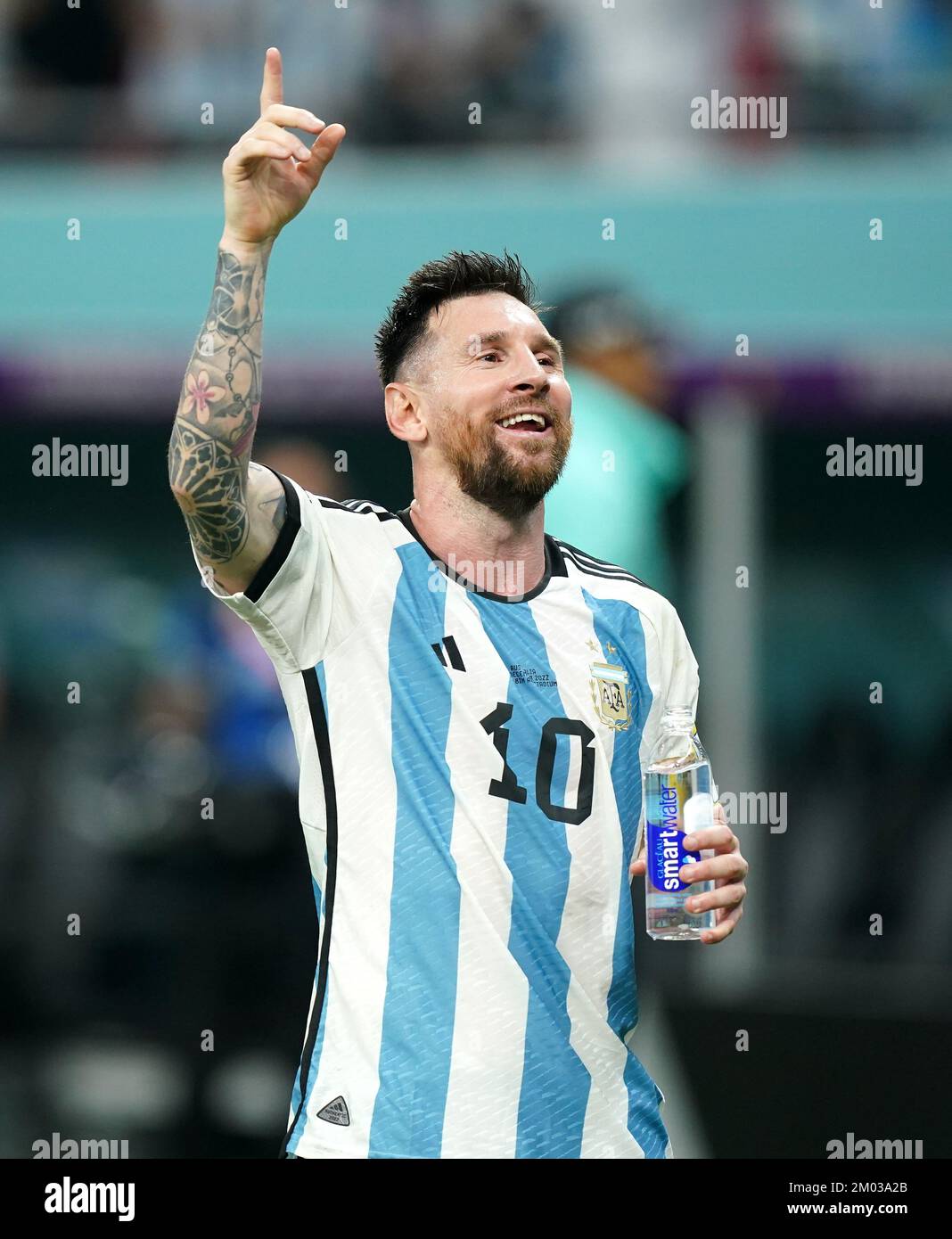 Argentina's Lionel Messi celebrates after the FIFA World Cup round of ...
