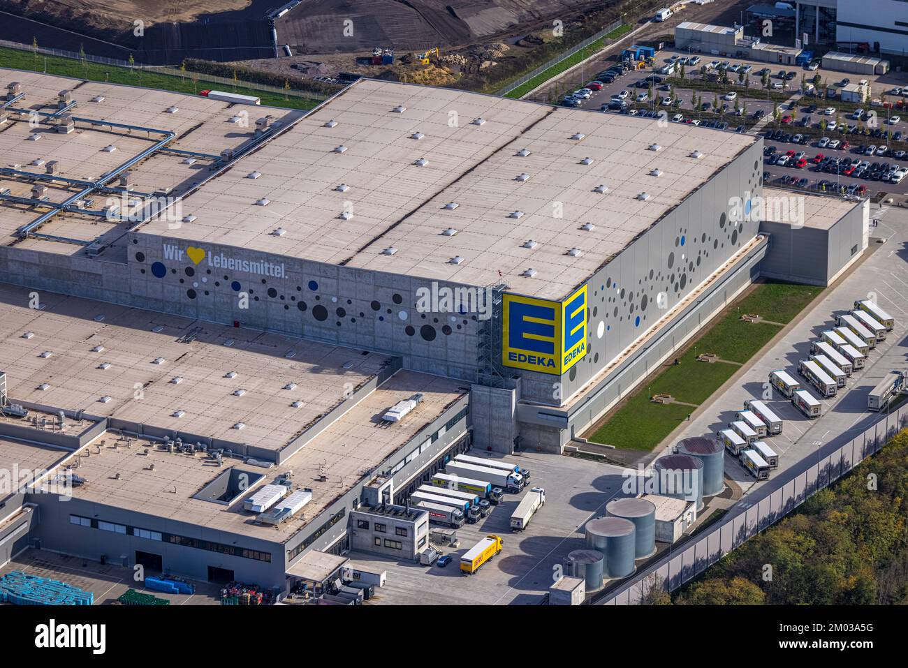 Luftbild, EDEKA Zentrallager, LKWs, Schwarze Heide, Oberhausen ...