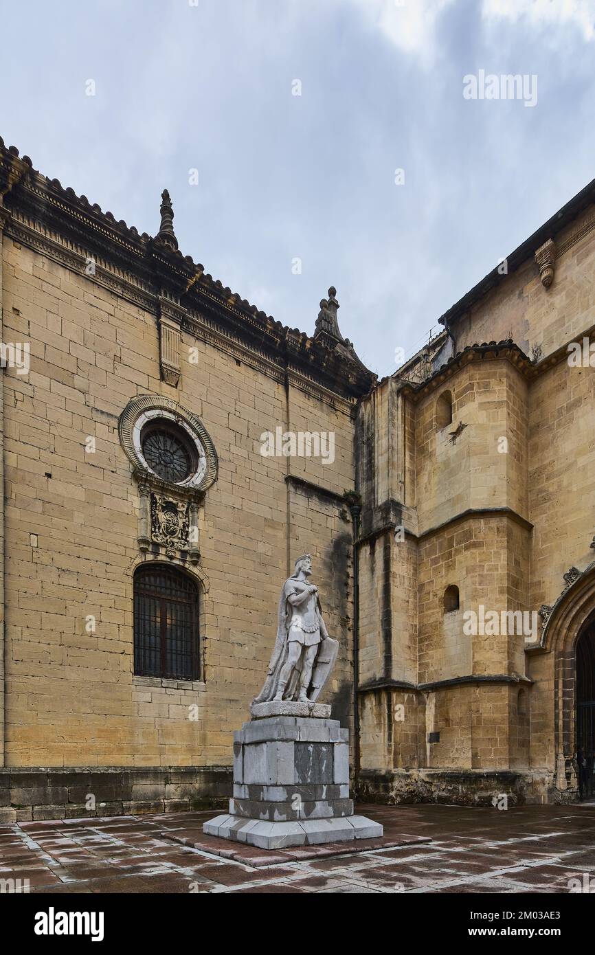 Oviedo, Spain - December 3, 2022: Statue of the Asturian King Alfonso ...