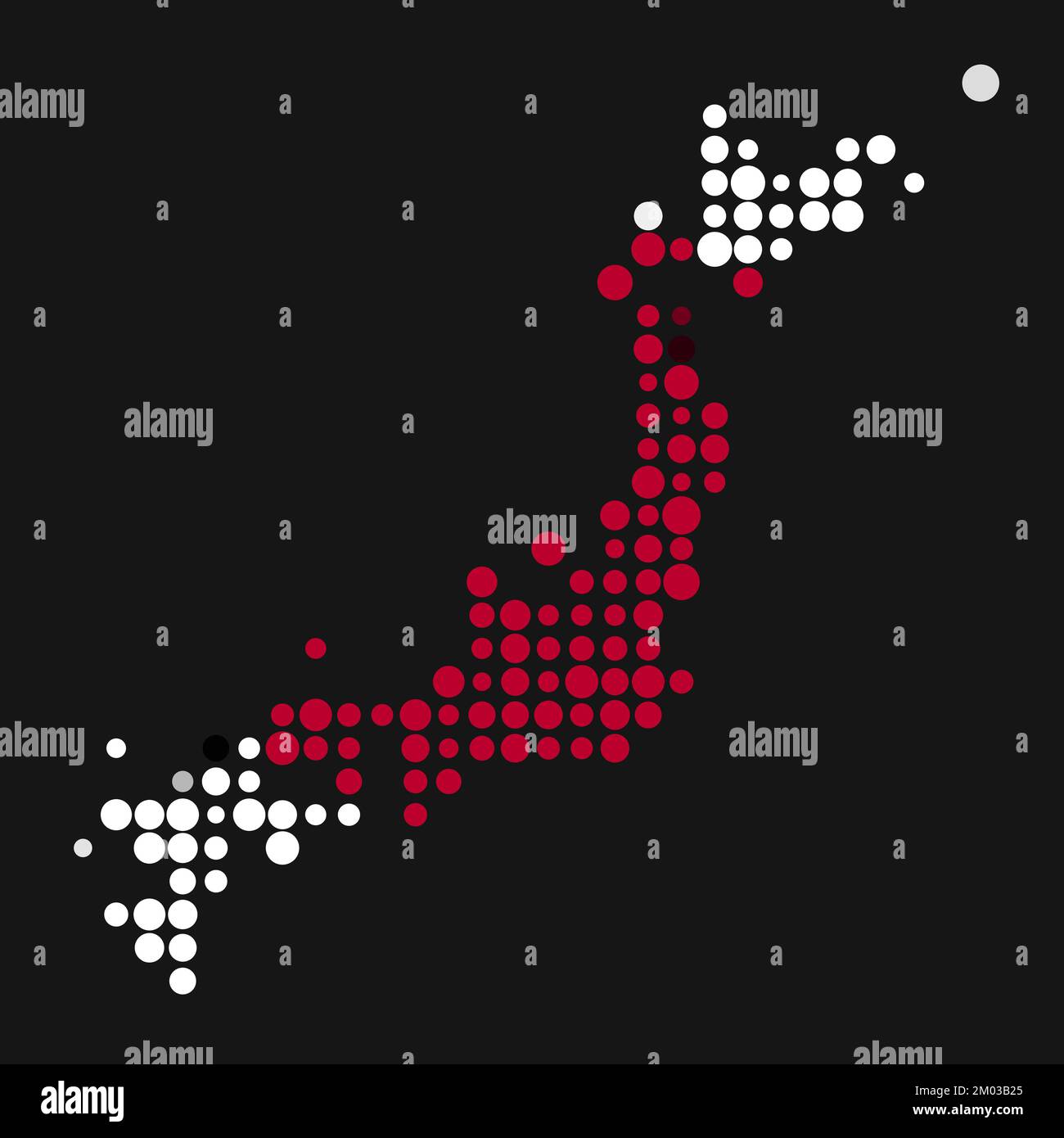 Japan Map Silhouette Pixelated generative pattern illustration Stock ...