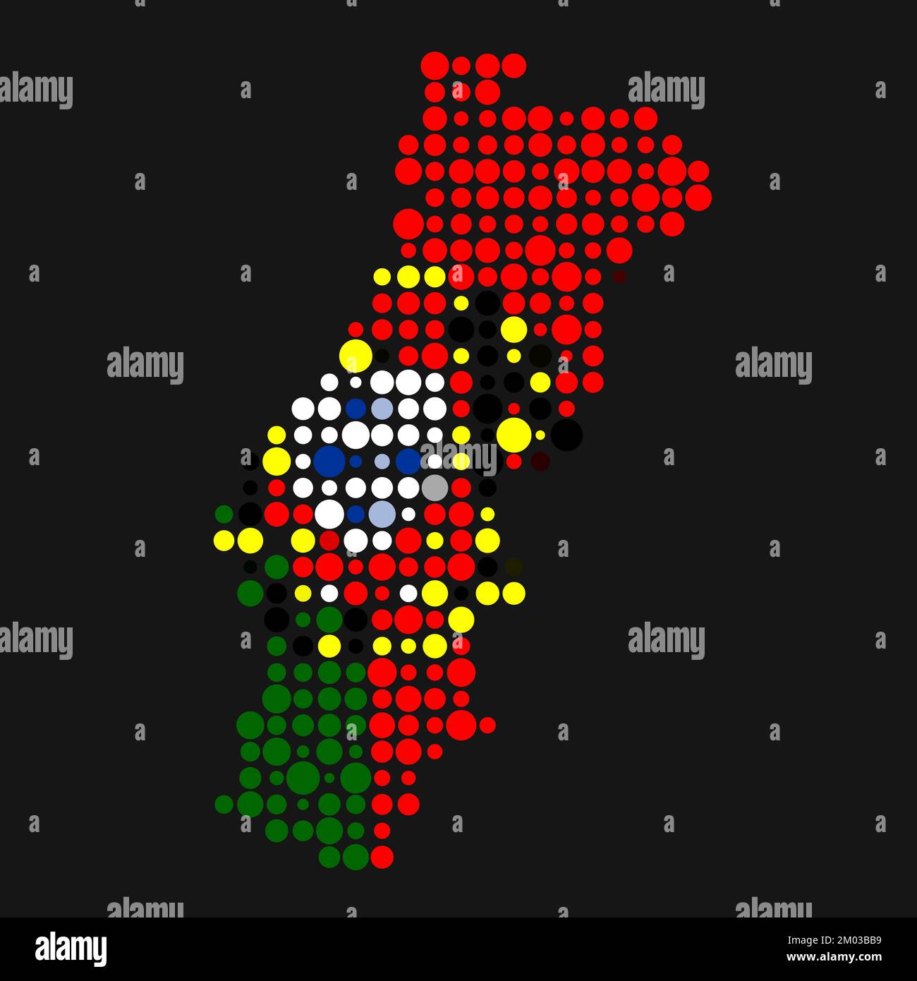 Portugal Map Silhouette Pixelated generative pattern illustration Stock ...