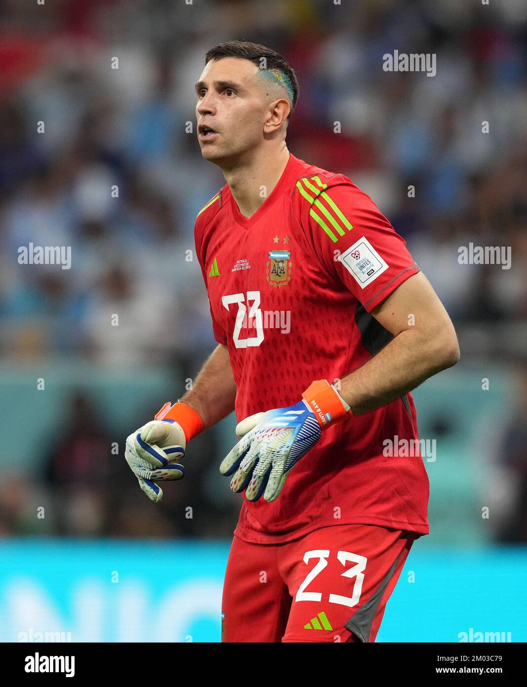 Argentina goalkeeper Emiliano Martinez during the FIFA World Cup round ...