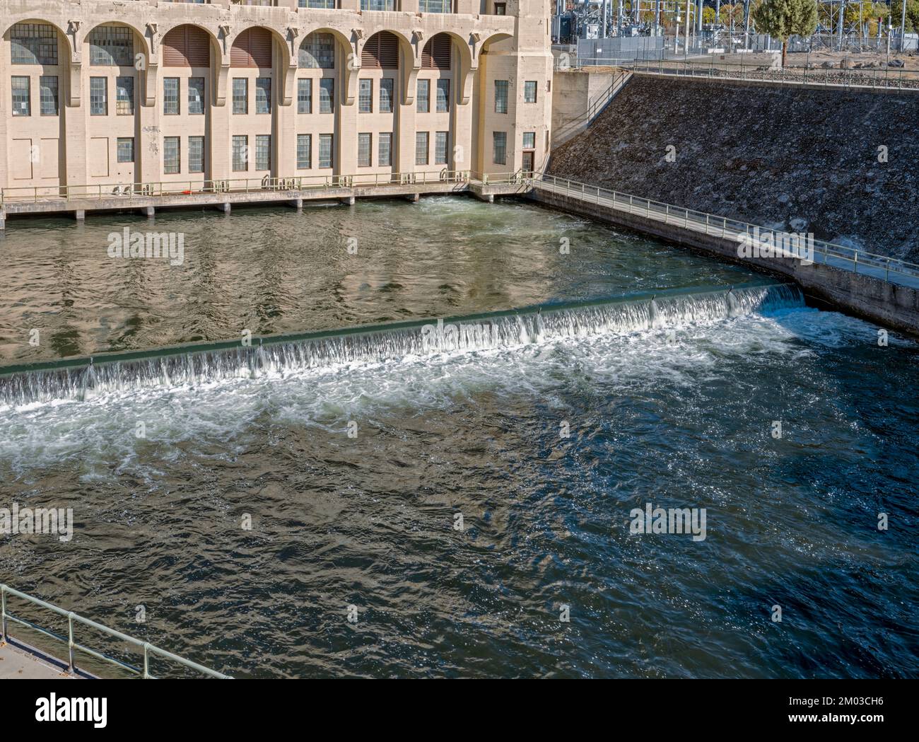 The Pit River flows under Powerhouse One in the northern Sierras of ...