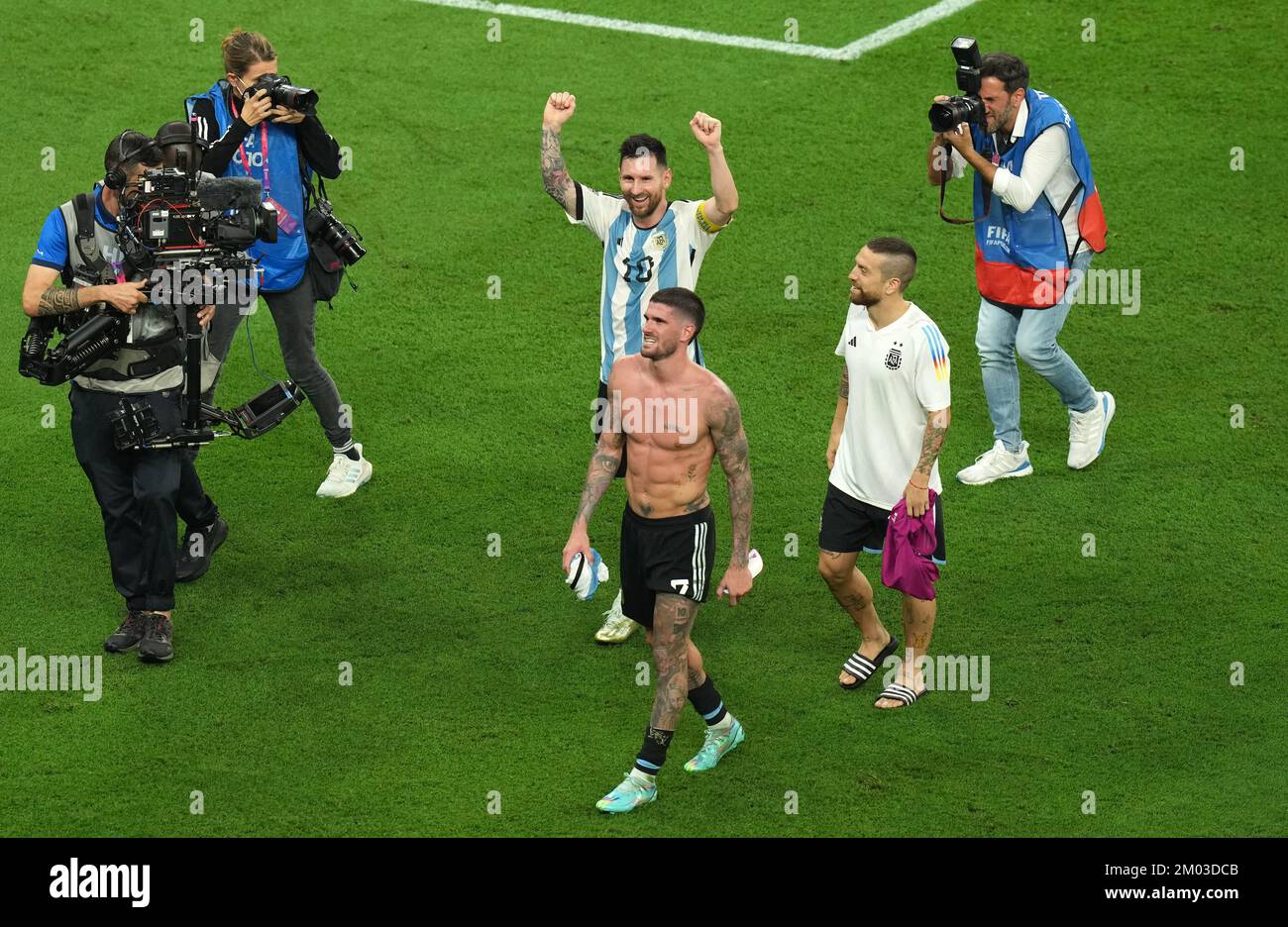 Argentina's Lionel Messi celebrates after the FIFA World Cup round of ...
