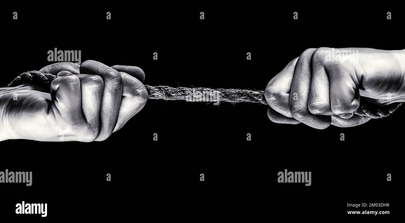 Rescue, help, helping gesture or hands. Black and white. Rope, cord ...